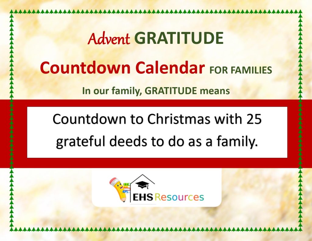 Advent Gratitude Countdown Calendar - EHS RESOURCES