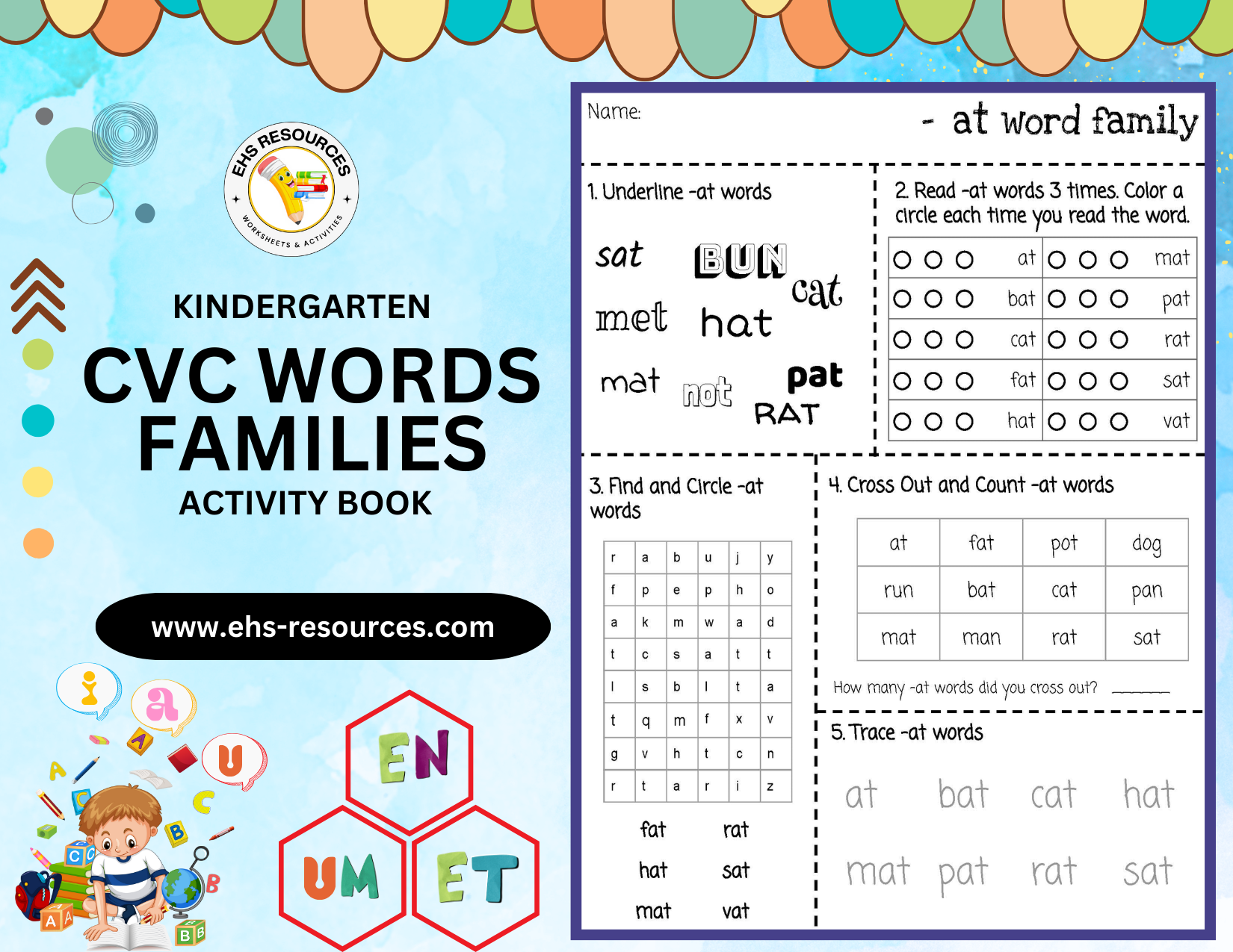 Kindergarten Alphabet Worksheets: CVC Fun - EHS RESOURCES