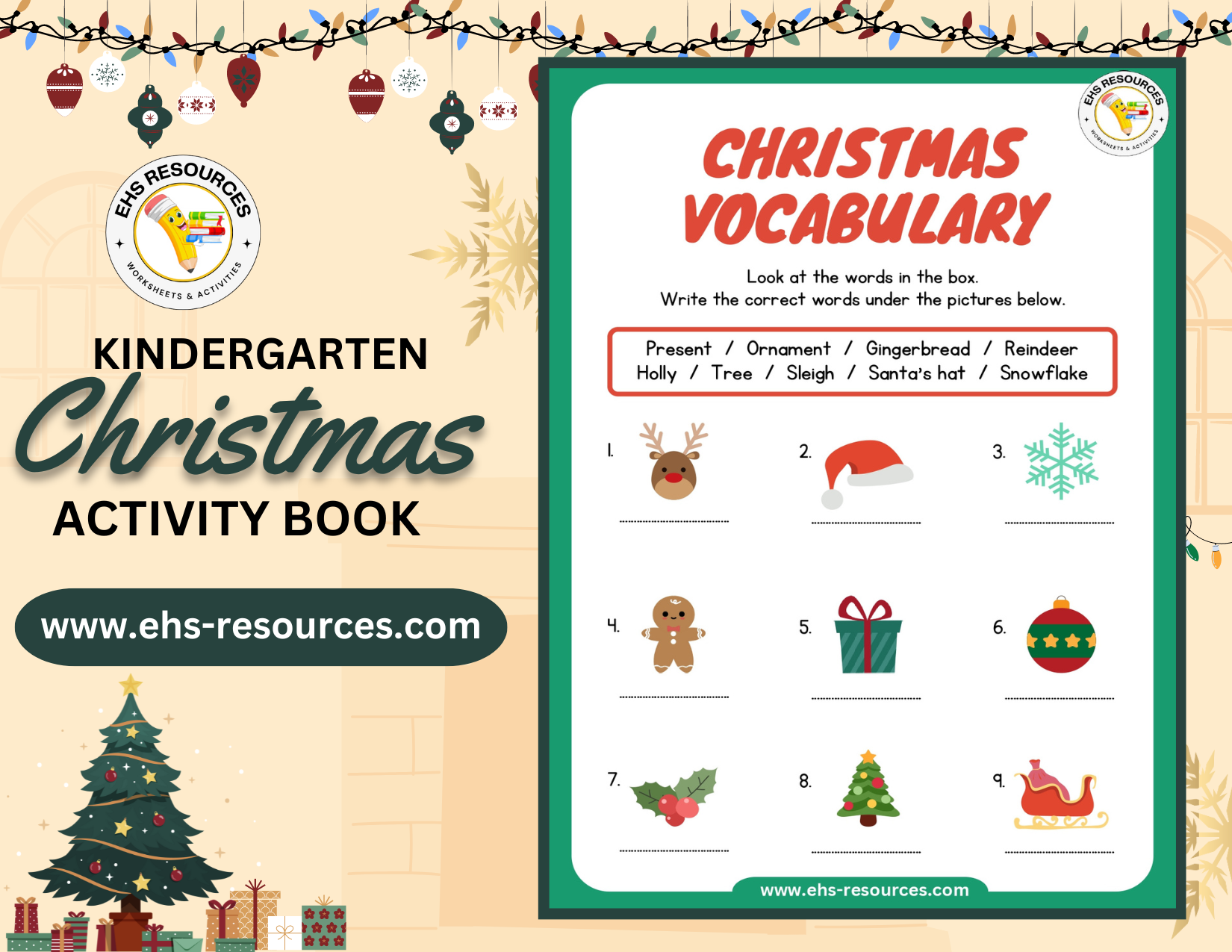 Christmas Activity Book for Kindergarten - EHS RESOURCES