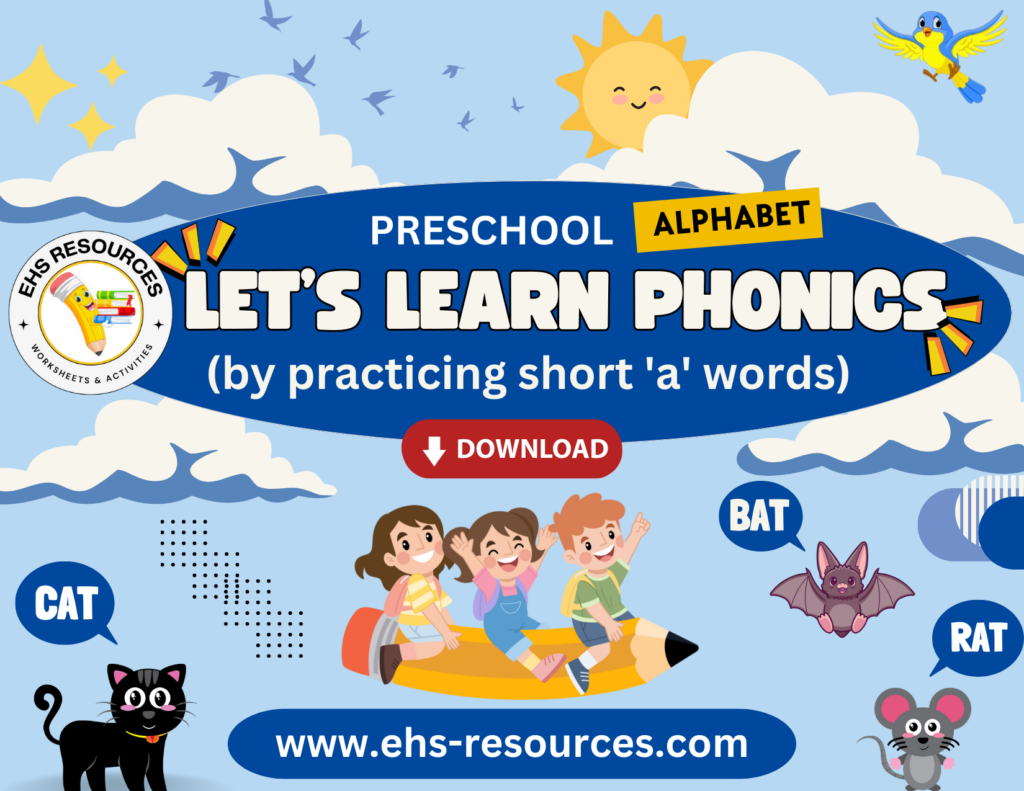 Phonics Worksheets for Preschoolers: Short A - EHS RESOURCES