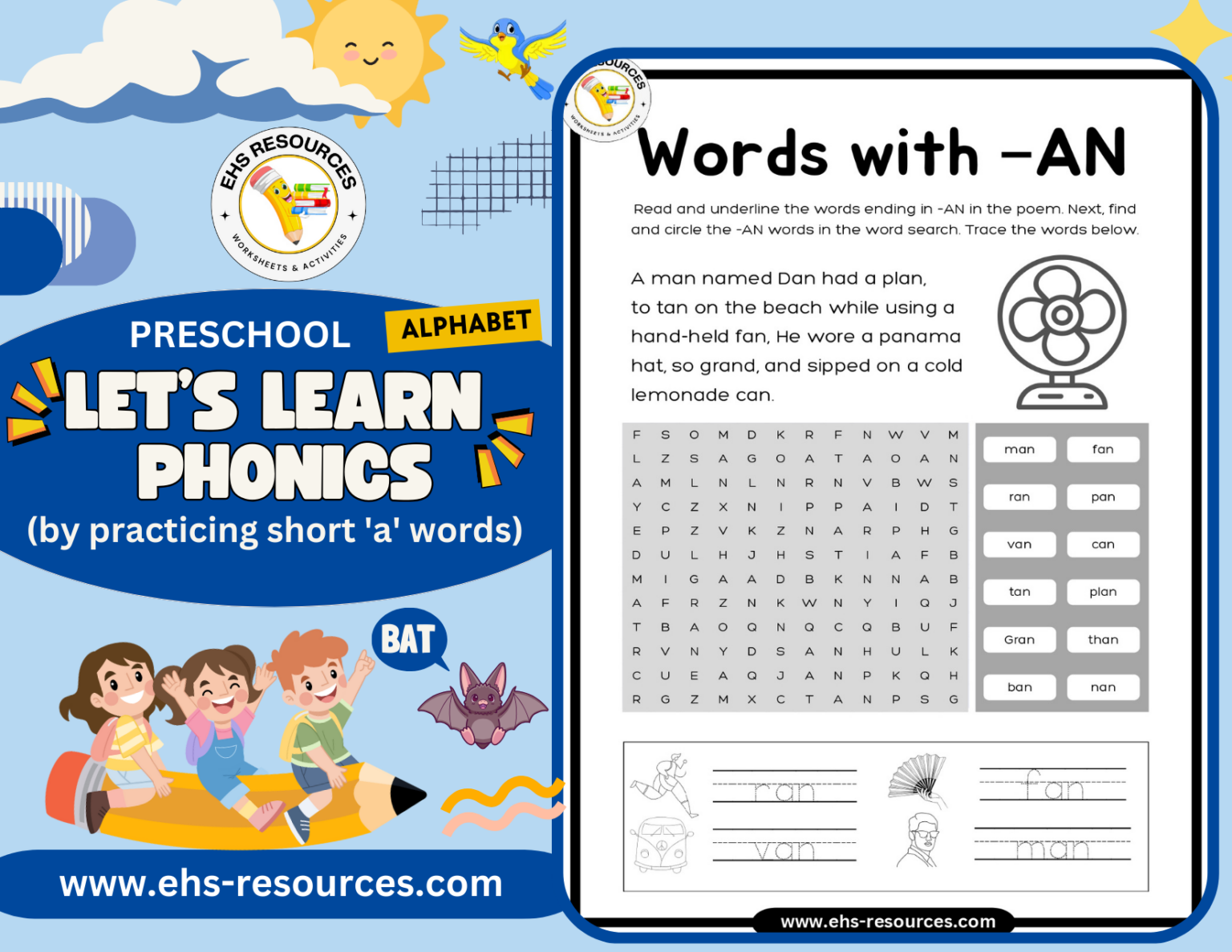 Phonics Worksheets for Preschoolers: Short A - EHS RESOURCES