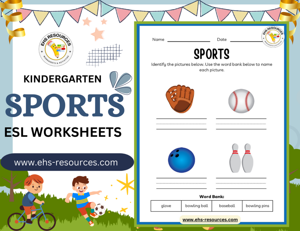 Kindergarten Sports ESL Worksheets - EHS RESOURCES